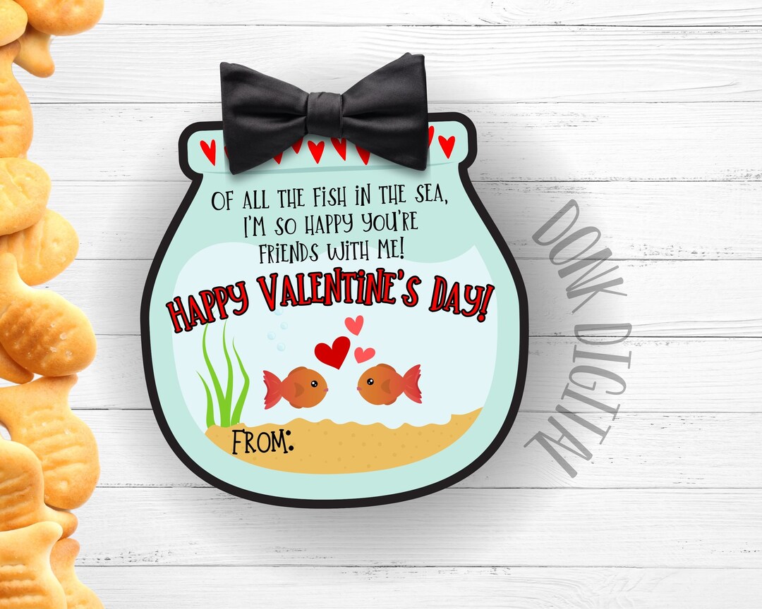 Fish Cracker Valentines -fish Valentine's- Printable Valentines - Class ...