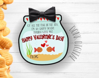 Goldfish Cracker Valentines -fish Valentine's- Printable Valentines ...