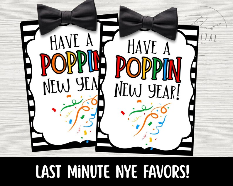 Poppin' New Year Favor Tag: Printable (PDF) - Etsy