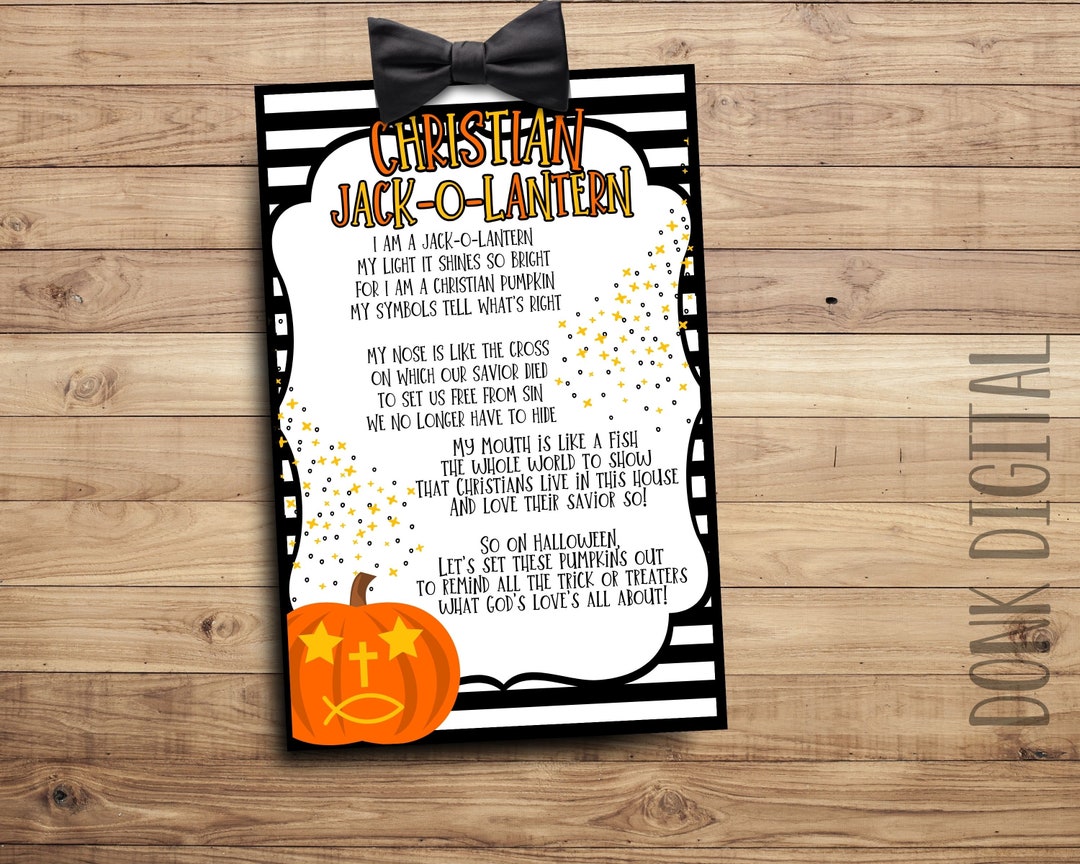 Christian Jack O Lantern Poem- Christian Halloween- Religious Halloween ...