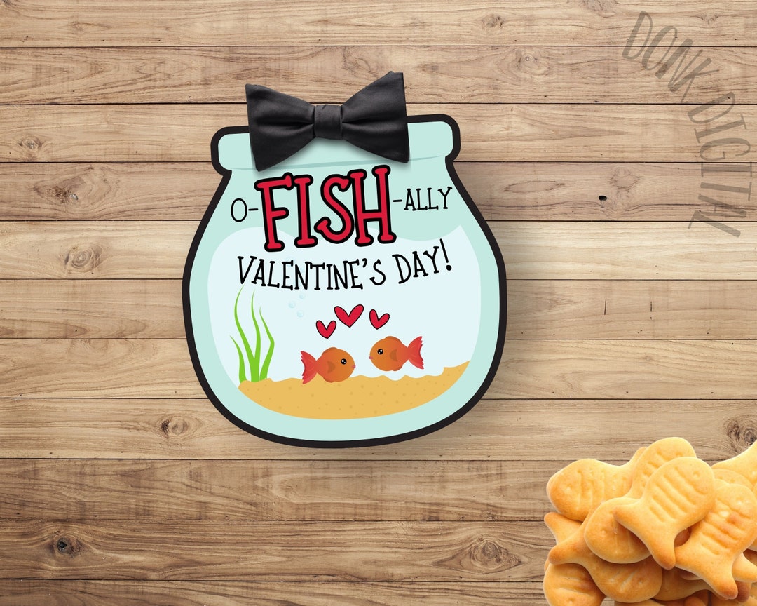 Goldfish Cracker Valentines fish Valentine's Printable Valentines Class ...