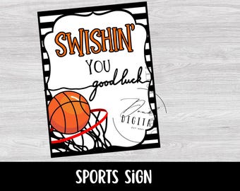 Editable Basketball Good Luck Printable Sign | Basketball Team Good ...