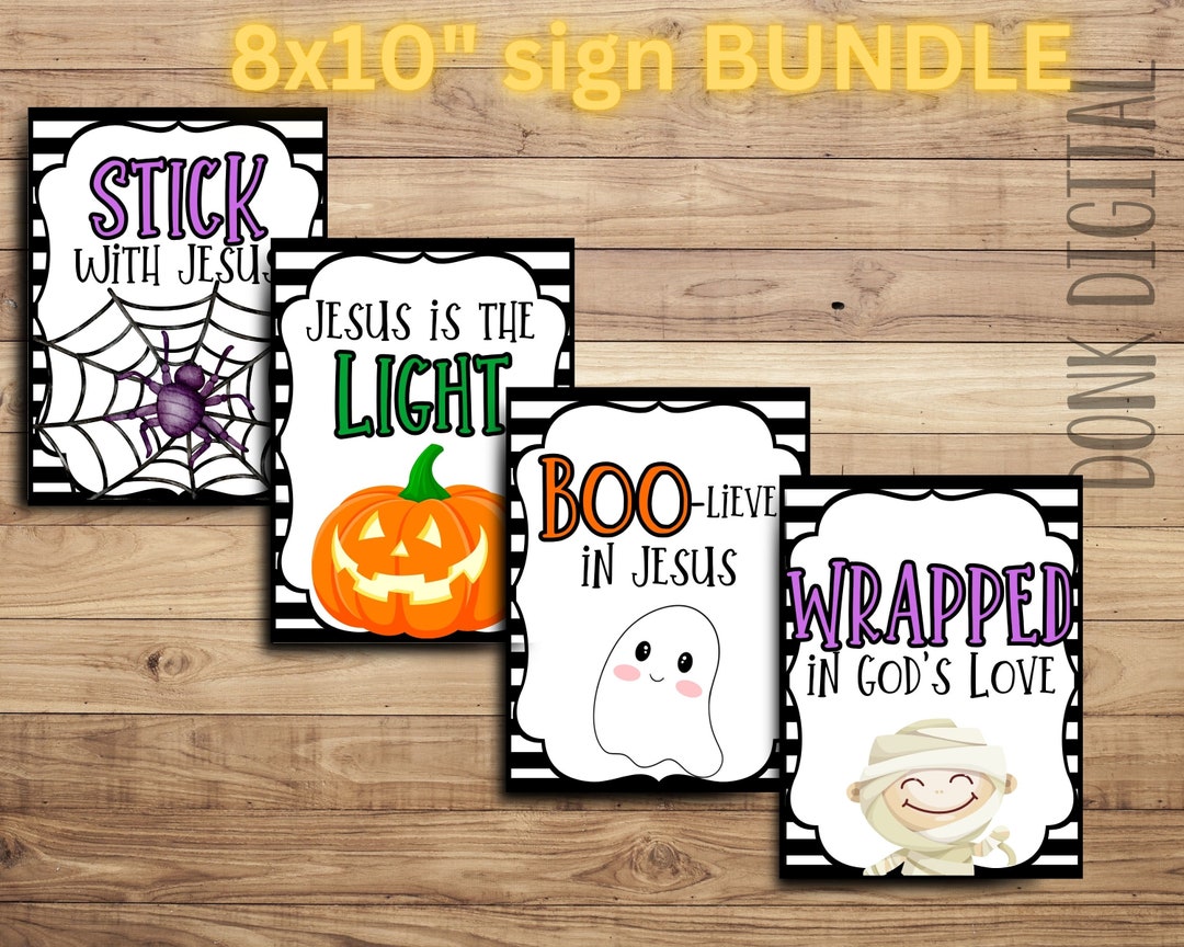 Religious Halloween Sign BUNDLE -8x10- Sunday School Printable - Church ...