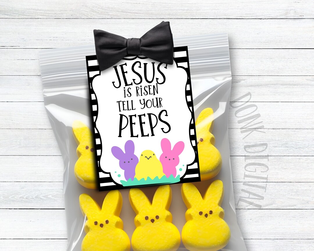 Jesus is Risen Tell Your Peeps Tag-bible Verse Easter- Religious Tag ...
