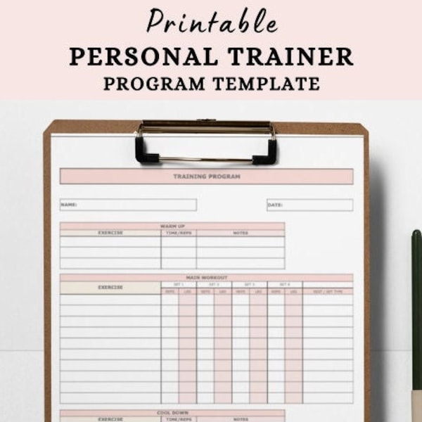 Personal Trainer Program Template for Personal Digital Training ...