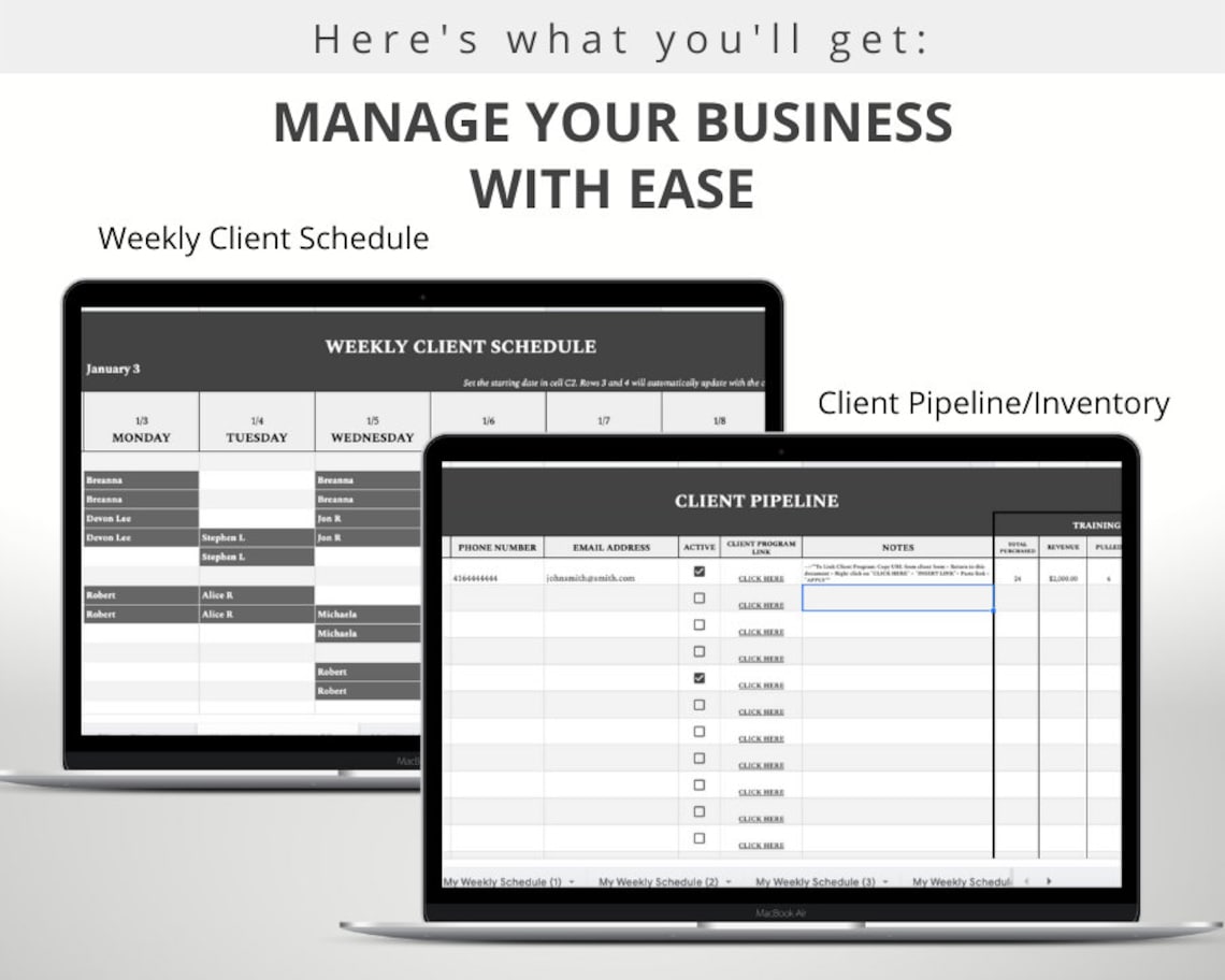 Personal Training Template, Digital Workout Program, Exercise Planner ...