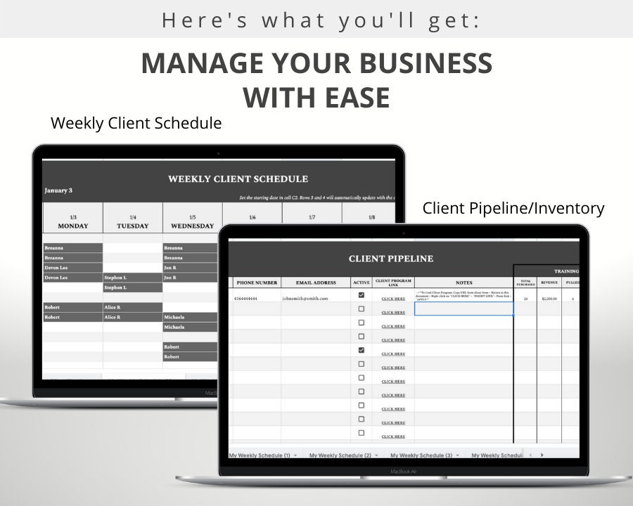 Personal Training Template, Digital Workout Program, Exercise Planner ...