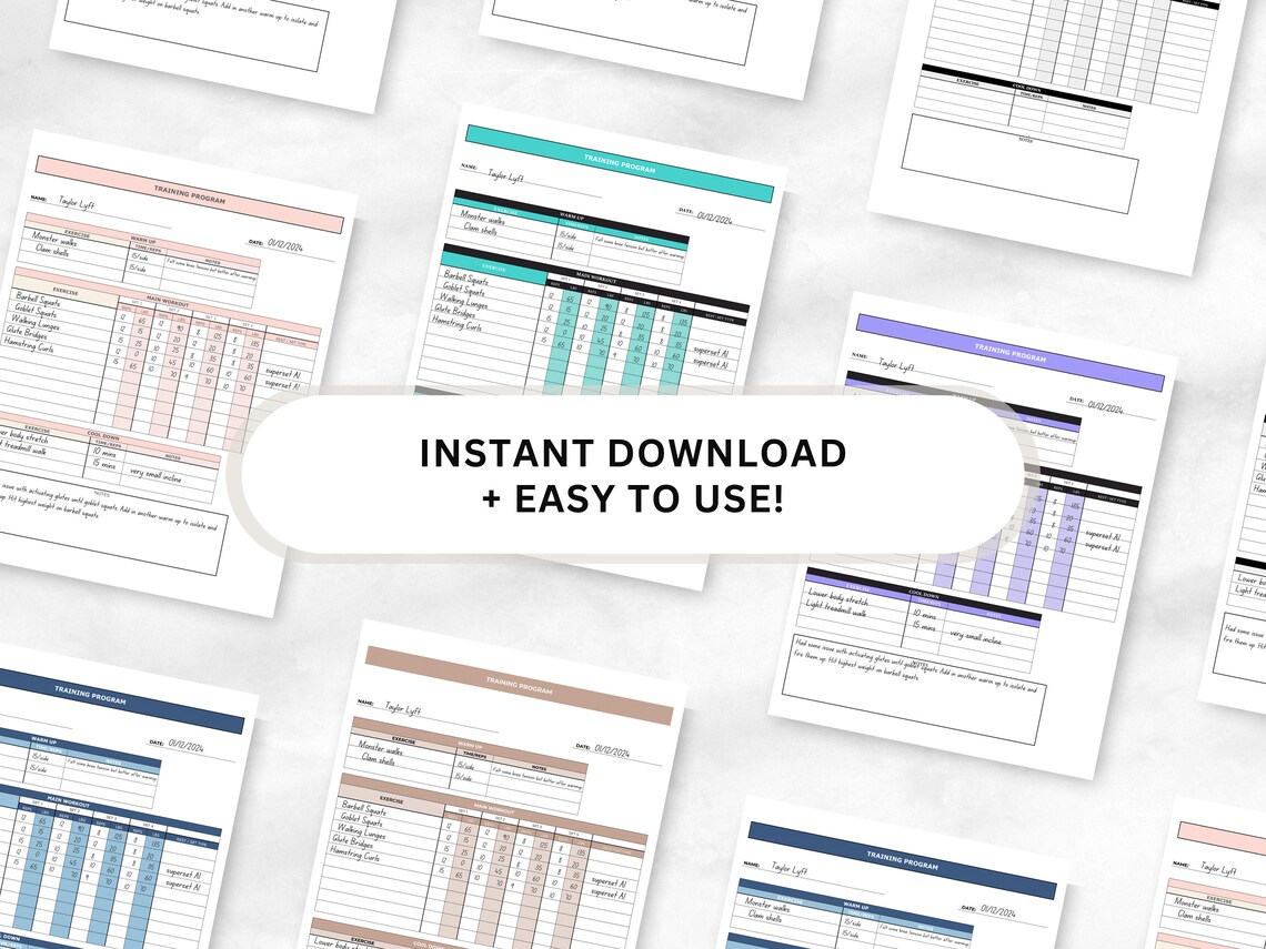 Printable Personal Training Program Sheet Templates - for Personal ...