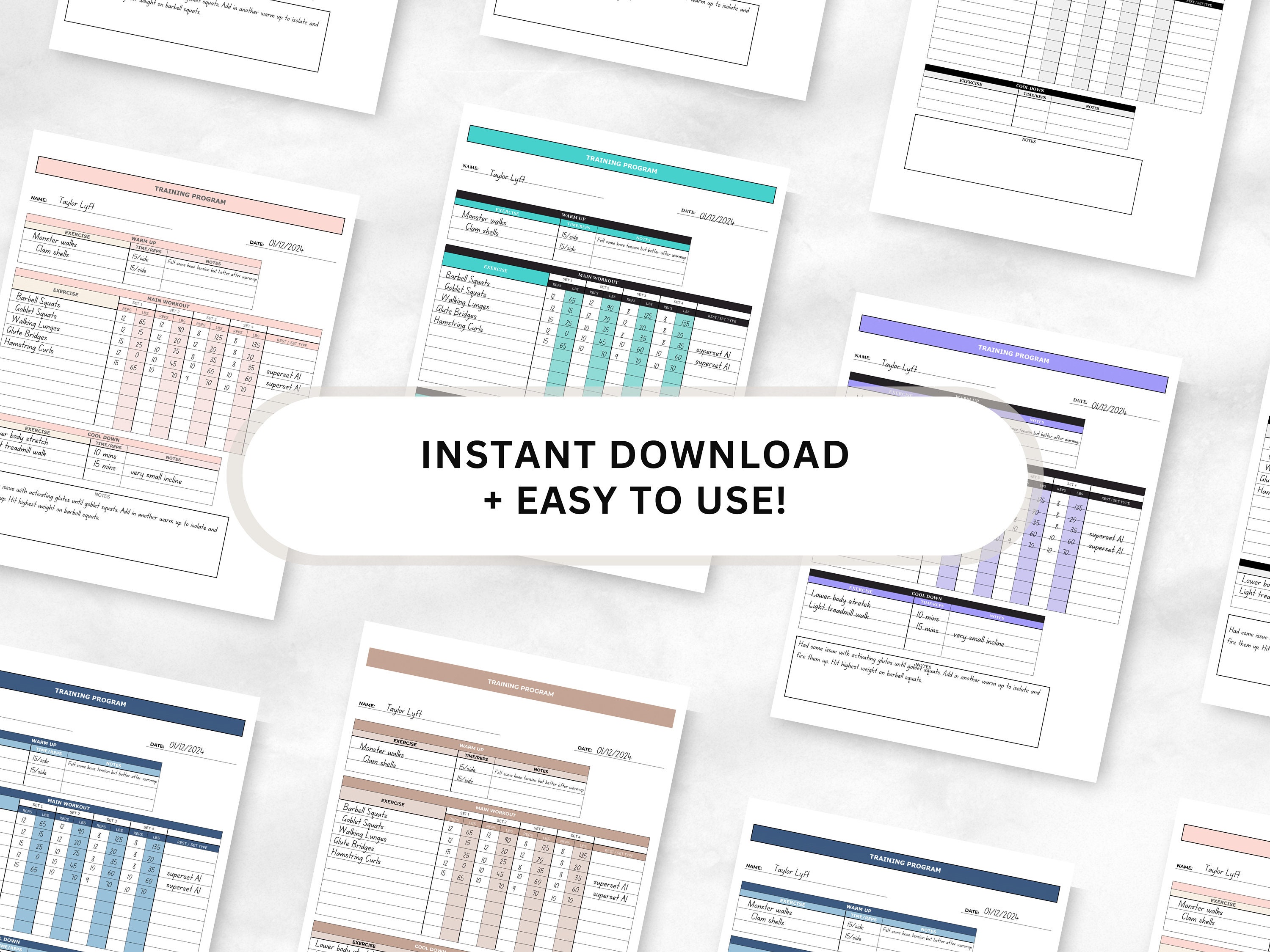 Printable Personal Training Program Sheet Templates - for Personal ...