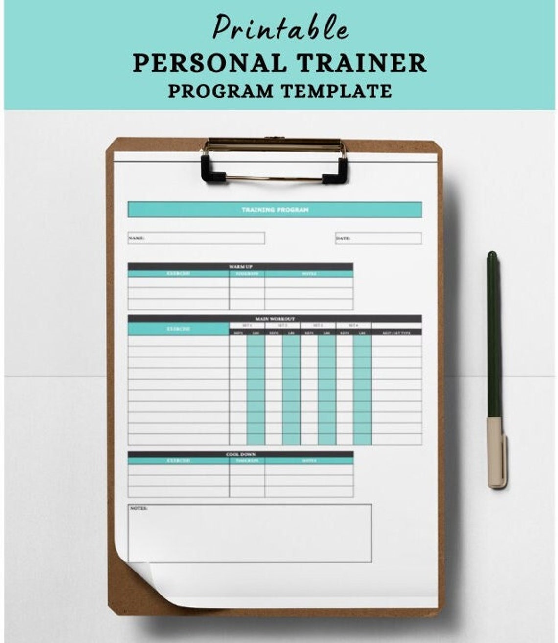 Printable Personal Training Program Template: Fitness Planner (PDF) - Etsy