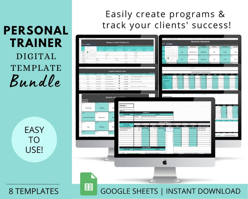 Personal Trainer Template Bundle: Client Program Design (google Sheets ...
