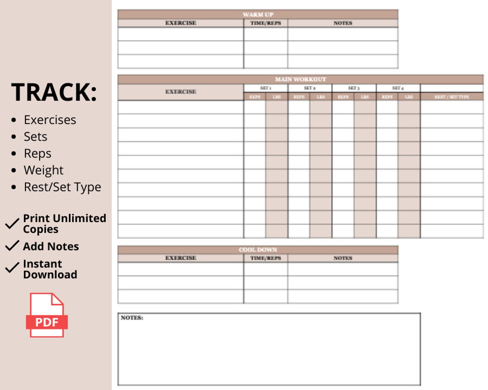 Printable Personal Training Program Template / PDF Template / Fitness ...