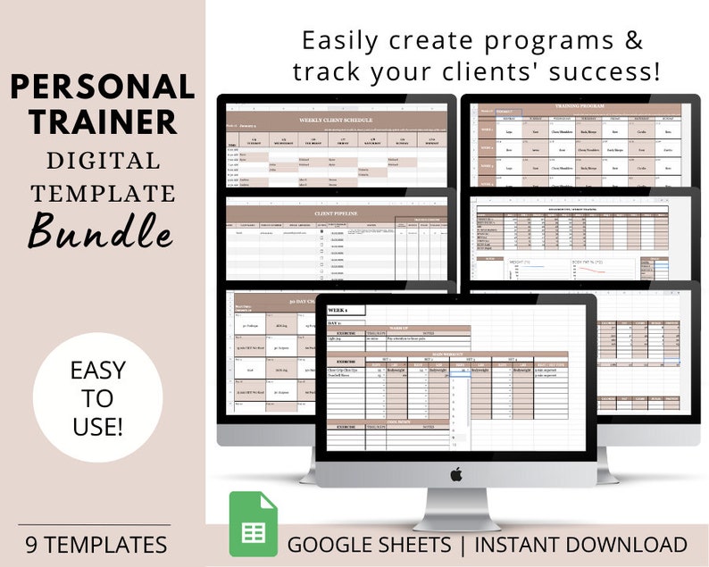 Personal Trainer Program Template Forms BUNDLE / Exercise Library ...