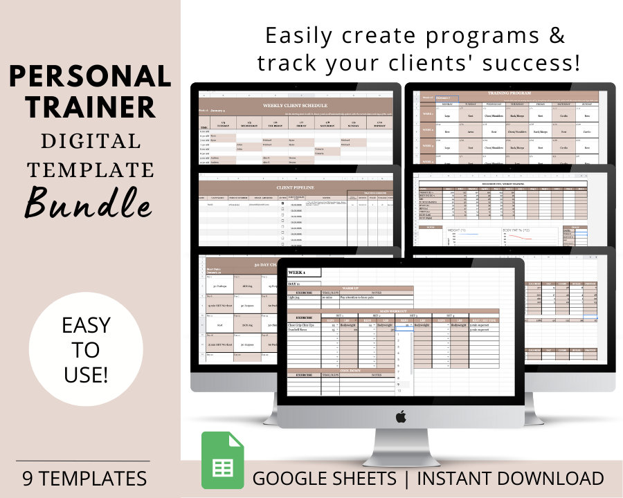 Personal Trainer Program Template Forms BUNDLE / Exercise Library ...