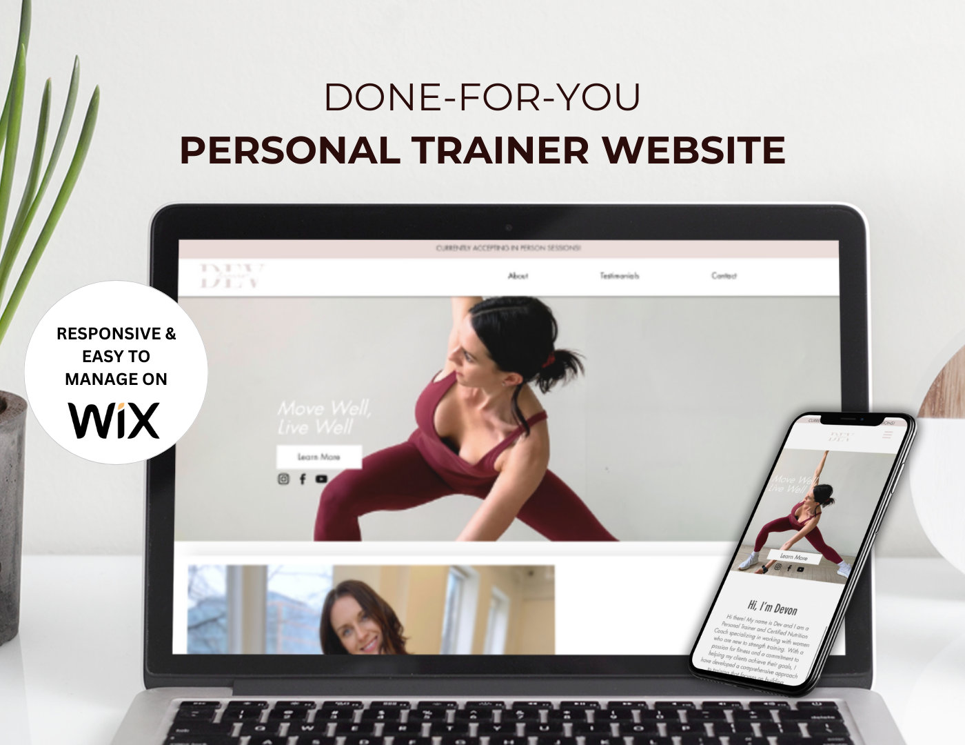 Custom Personal Trainer Website, Done-for-you Wix Personalized Branded Landing Page Website ...