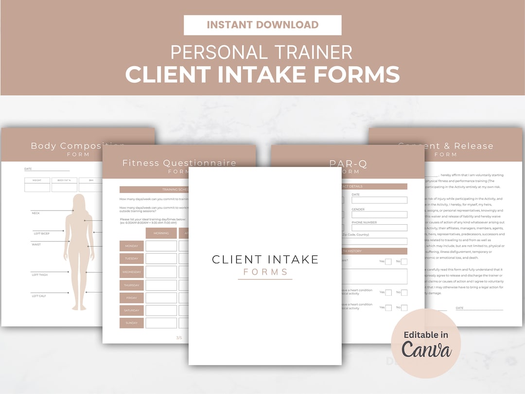 Personal Trainer Client Intake Forms: Editable Assessment Templates ...