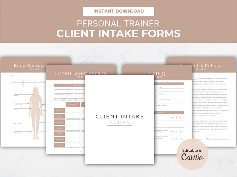 Personal Trainer Client Intake Forms: Editable Assessment Templates ...