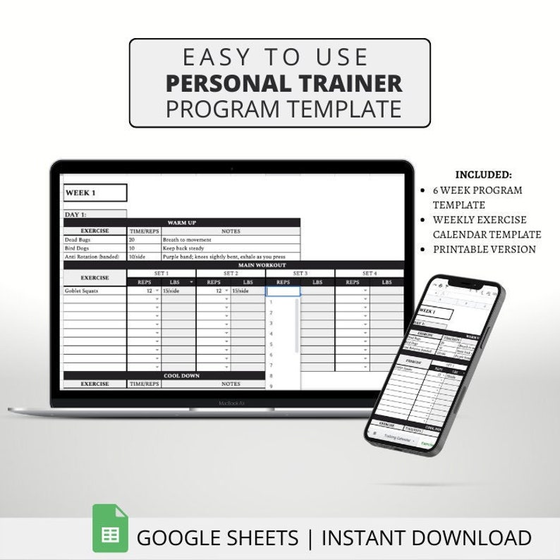 Kinesiologist / Personal Trainer White Label Spreadsheet Templates ...