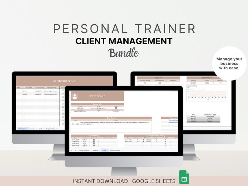 Personal Trainer Client Management Template: CRM & Progress Tracker ...