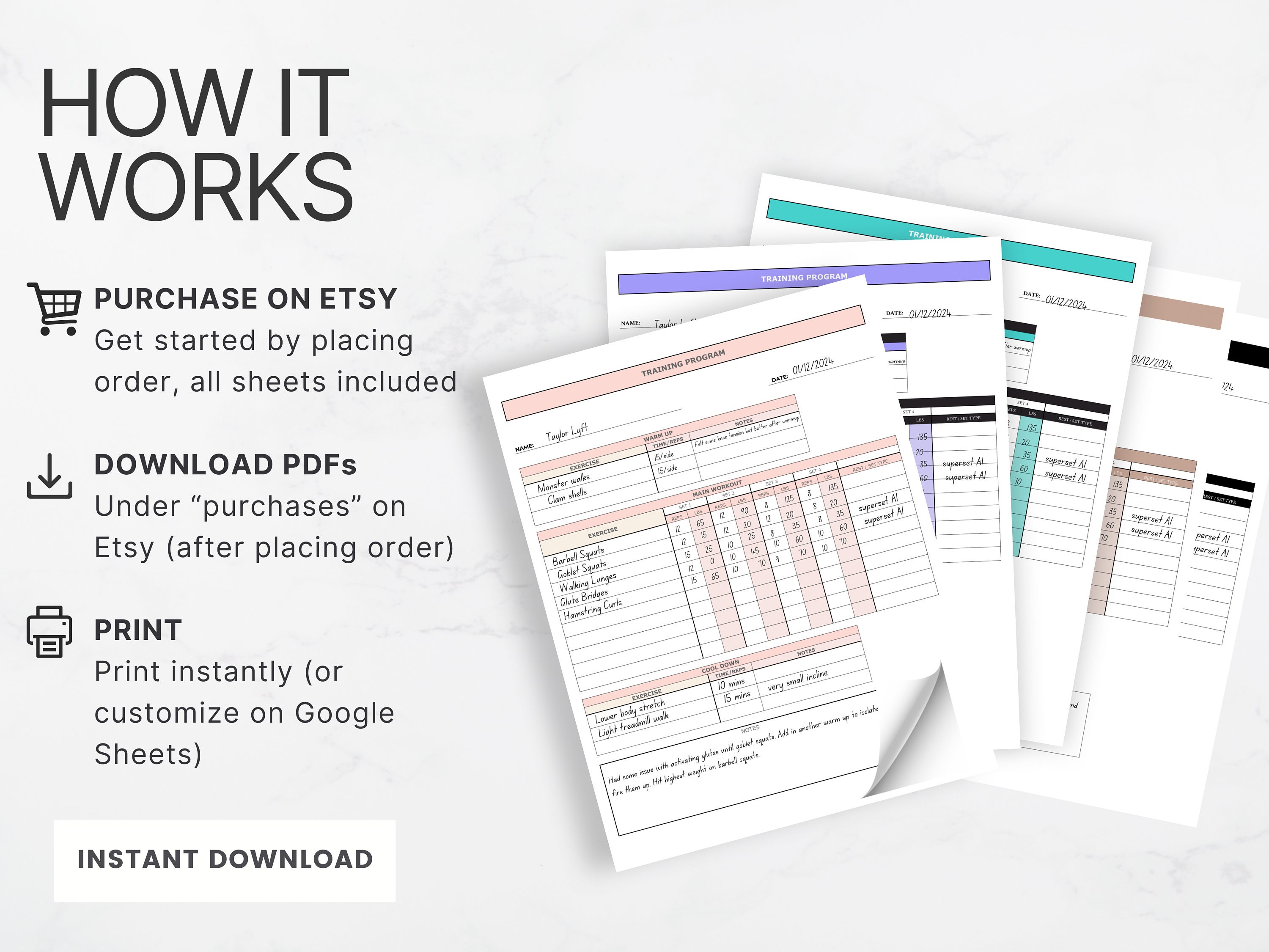 Printable Personal Training Program Sheet Templates - for Personal ...