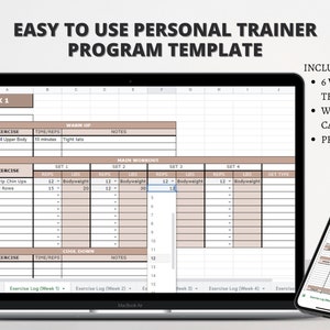 Personal Trainer Program Template: 6-week Workout Tracker (PDF) - Etsy