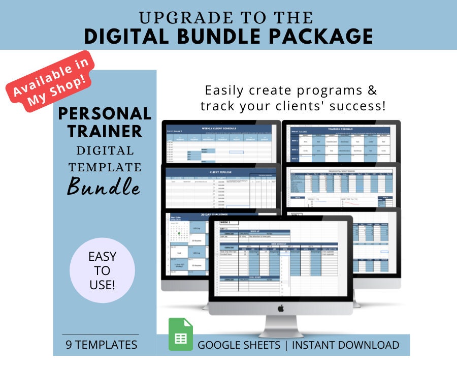 Printable Workout Tracker for Personal Training / Exercise Log ...