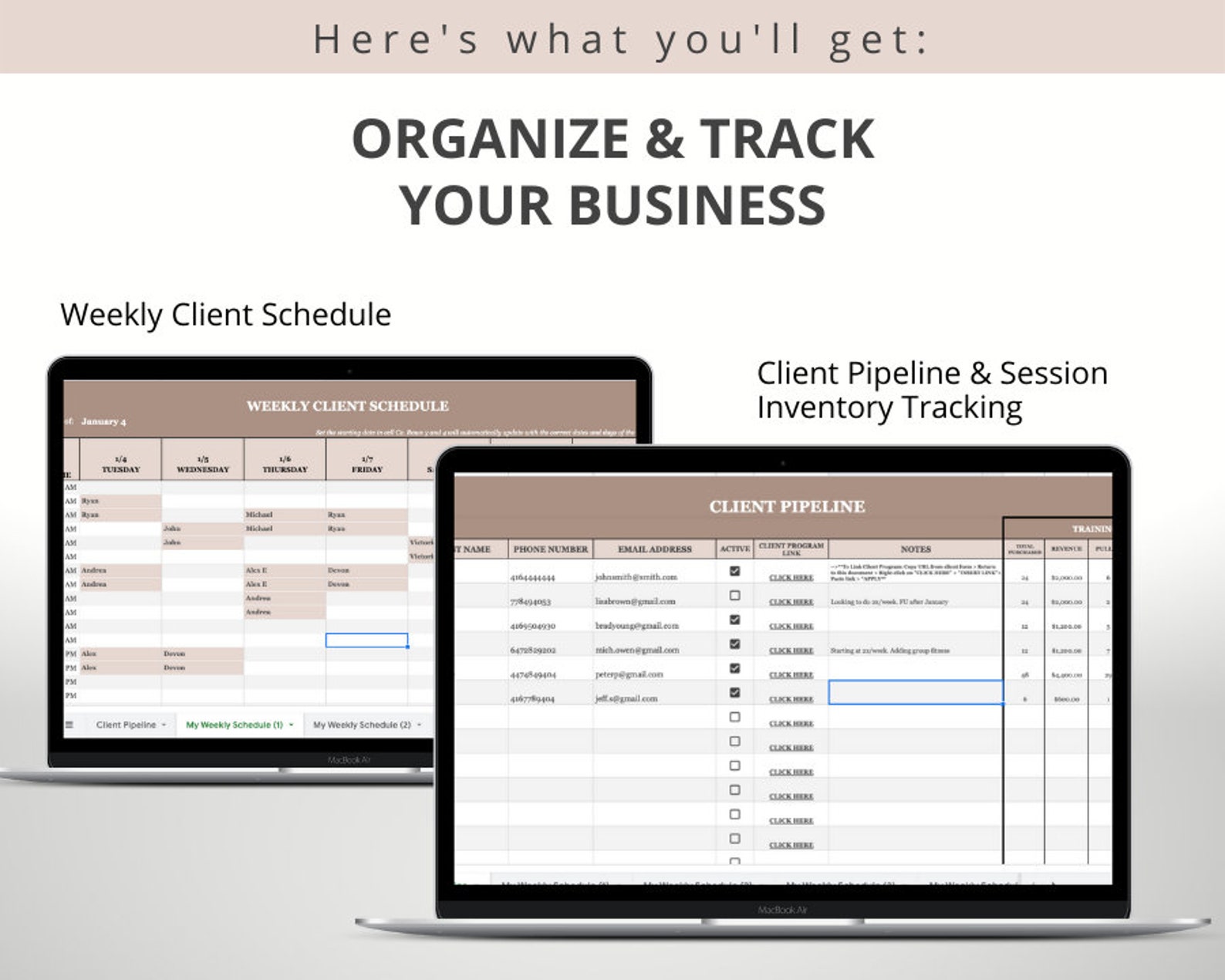 Personal Trainer Client Tracker Templates for Business Management ...