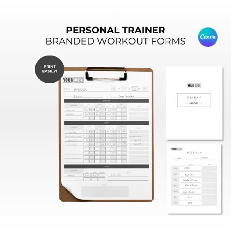 Personal Trainer Client Forms, Customizable/editable Branded, Printable ...