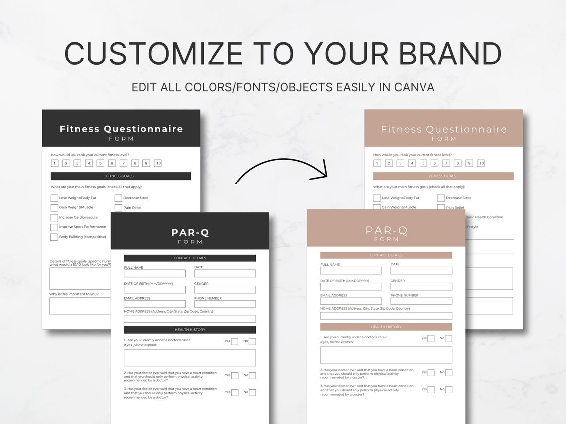 Printable Personal Trainer Intake Forms & Assessment Forms for Personal ...