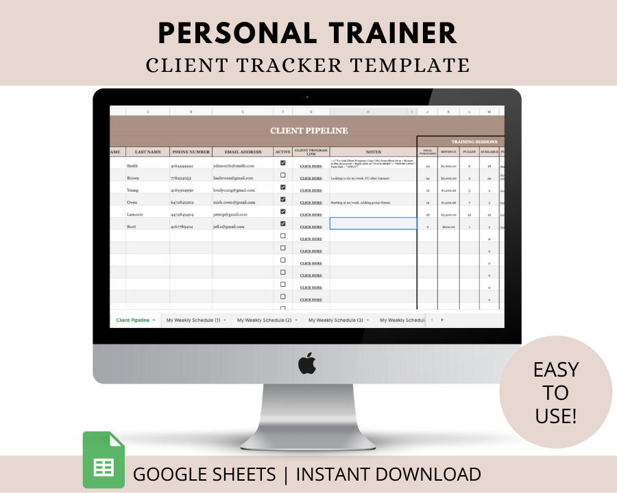 Personal Trainer Client Tracker Templates for Business Management ...
