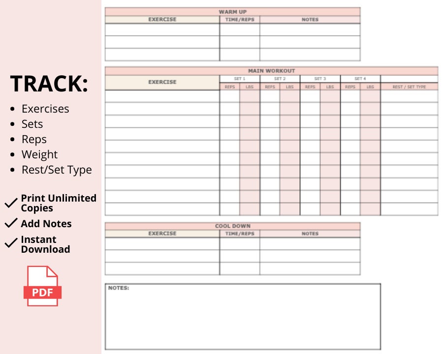 Personal Training Program Template: Printable Fitness Planner (PDF ...
