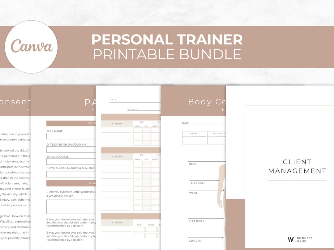 Personal Trainer Client Forms Bundle: Customizable Business Management ...