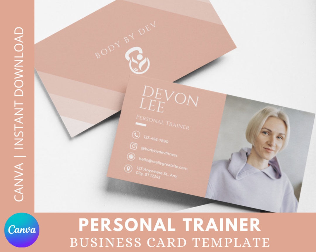 Personal Trainer Program BUSINESS CARD Template for Canva / Fitness ...
