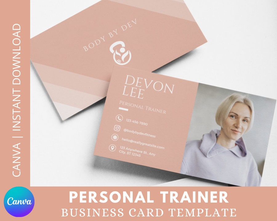 Personal Trainer Program BUSINESS CARD Template for Canva / Fitness ...