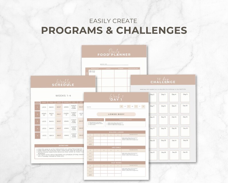 Personal Trainer Program PDF Templates: Canva Workout Plan - Etsy