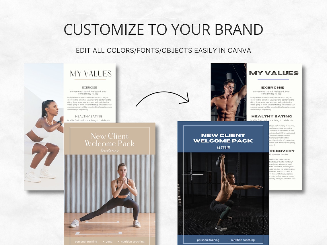 Personal Trainer Welcome Packet Template: Editable Client Onboarding ...