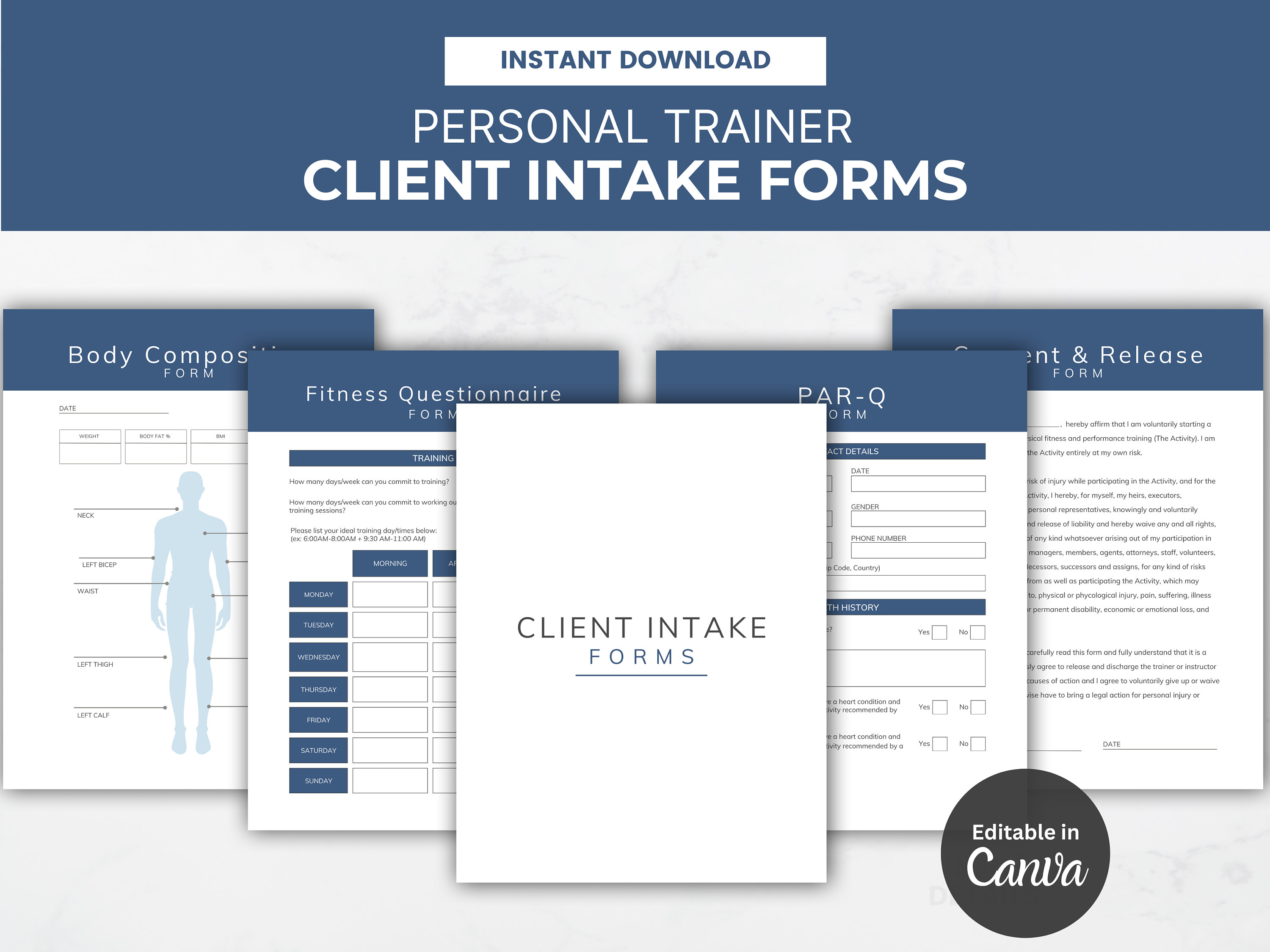 Personal Trainer Client Intake Forms: Editable Templates (PDF) - Etsy