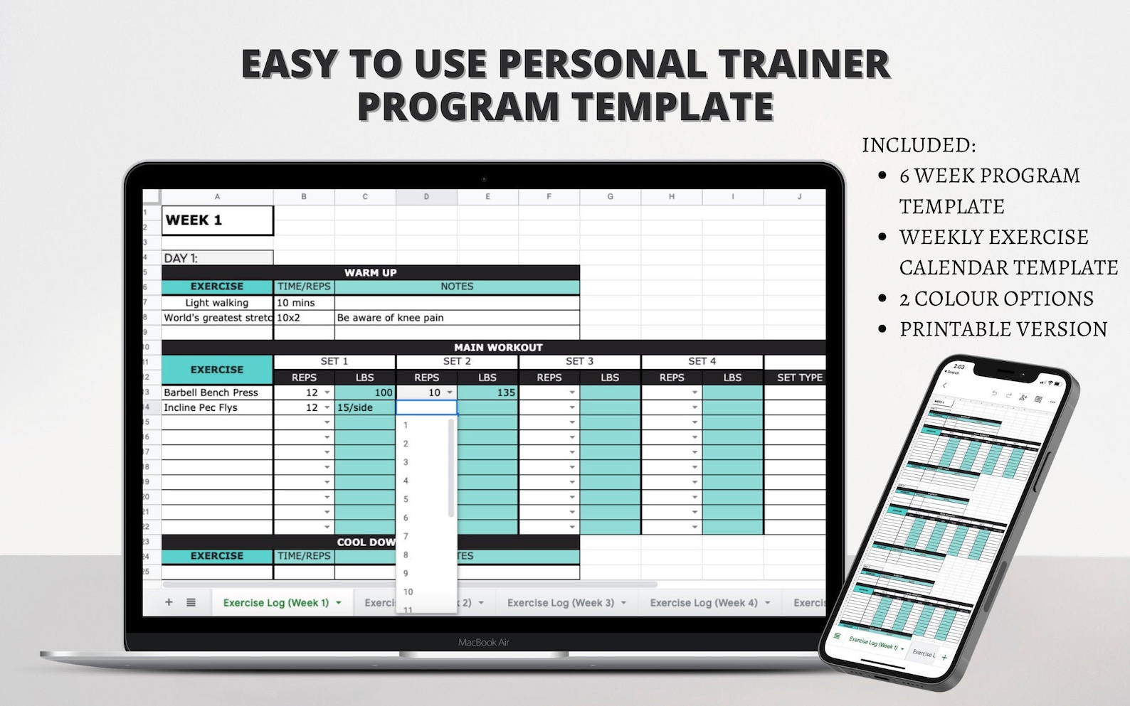 Personal Trainer Program Template NASM / Electronic + PDF Version + PT ...
