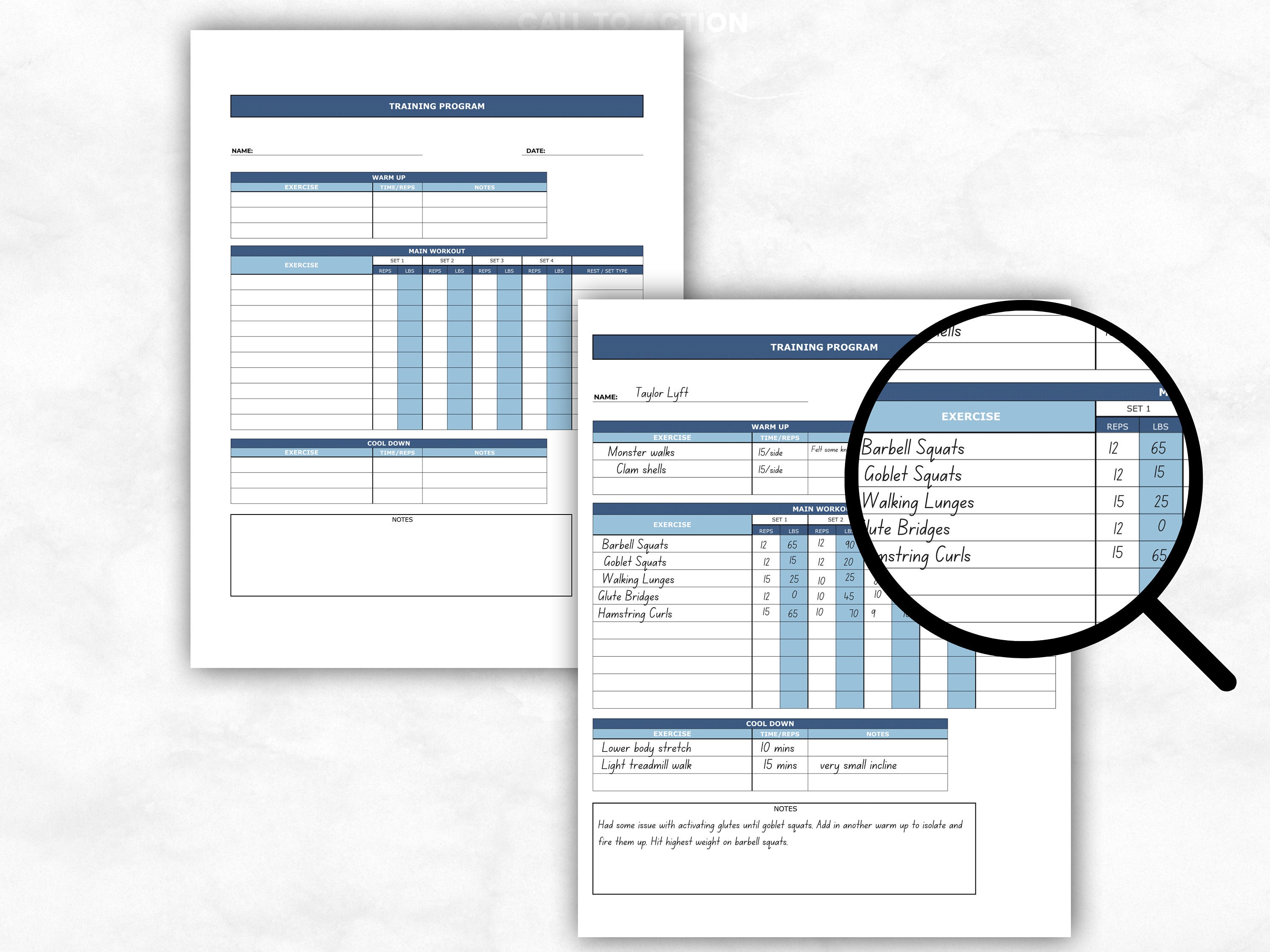 Printable Personal Training Program Sheet Templates - for Personal ...