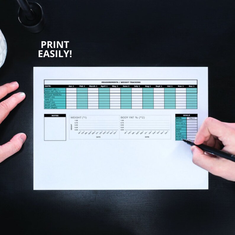 Personal Trainer MEASUREMENT Tracking Program Template Form ...