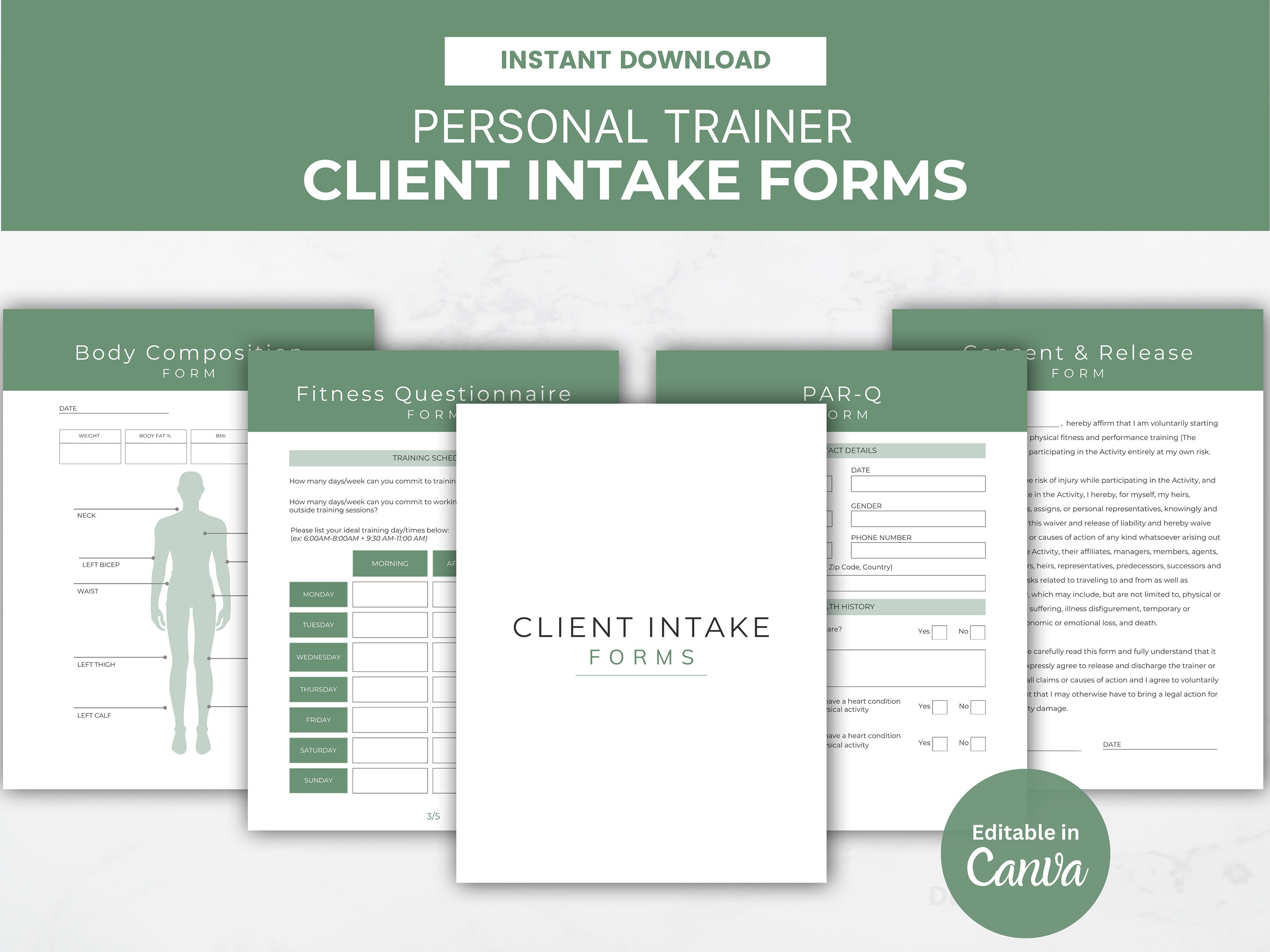 Fitness Coach Client Intake Forms: Customizable Assessment Templates ...
