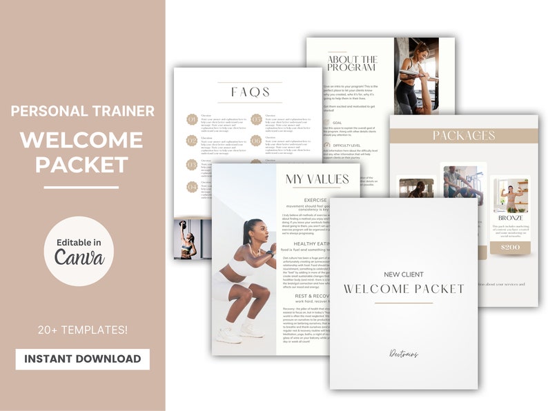 Personal Trainer Welcome Packet Template: Editable Client Onboarding ...