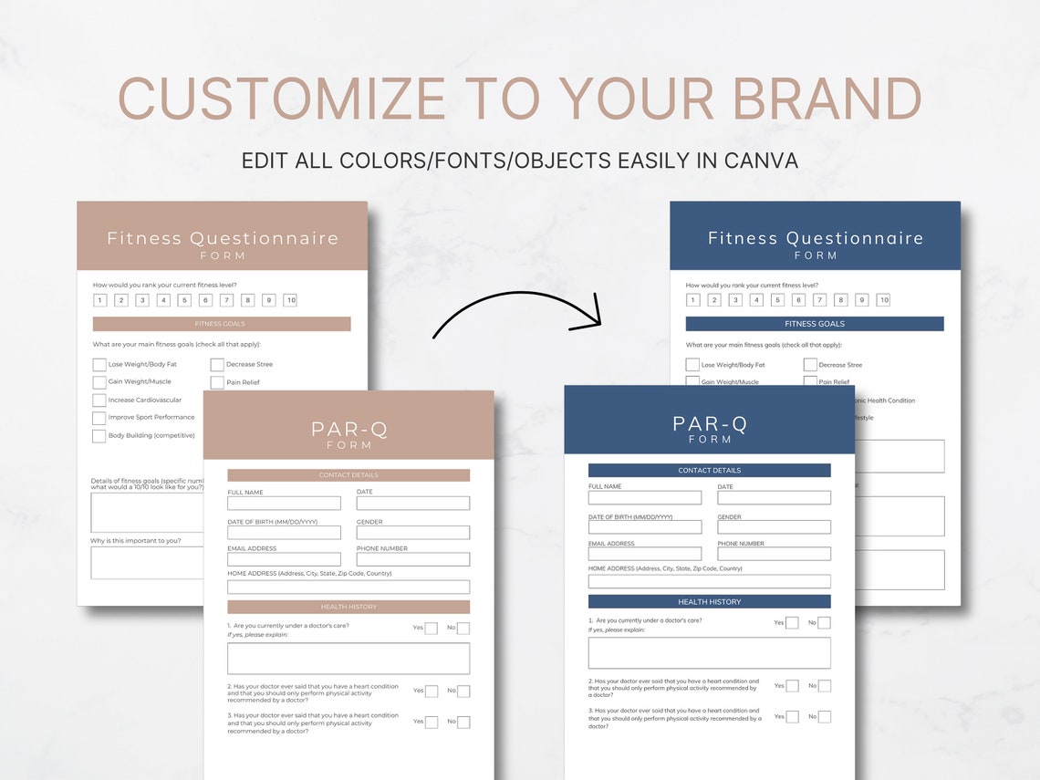 Printable Personal Trainer Intake Forms & Assessment Forms for Personal ...