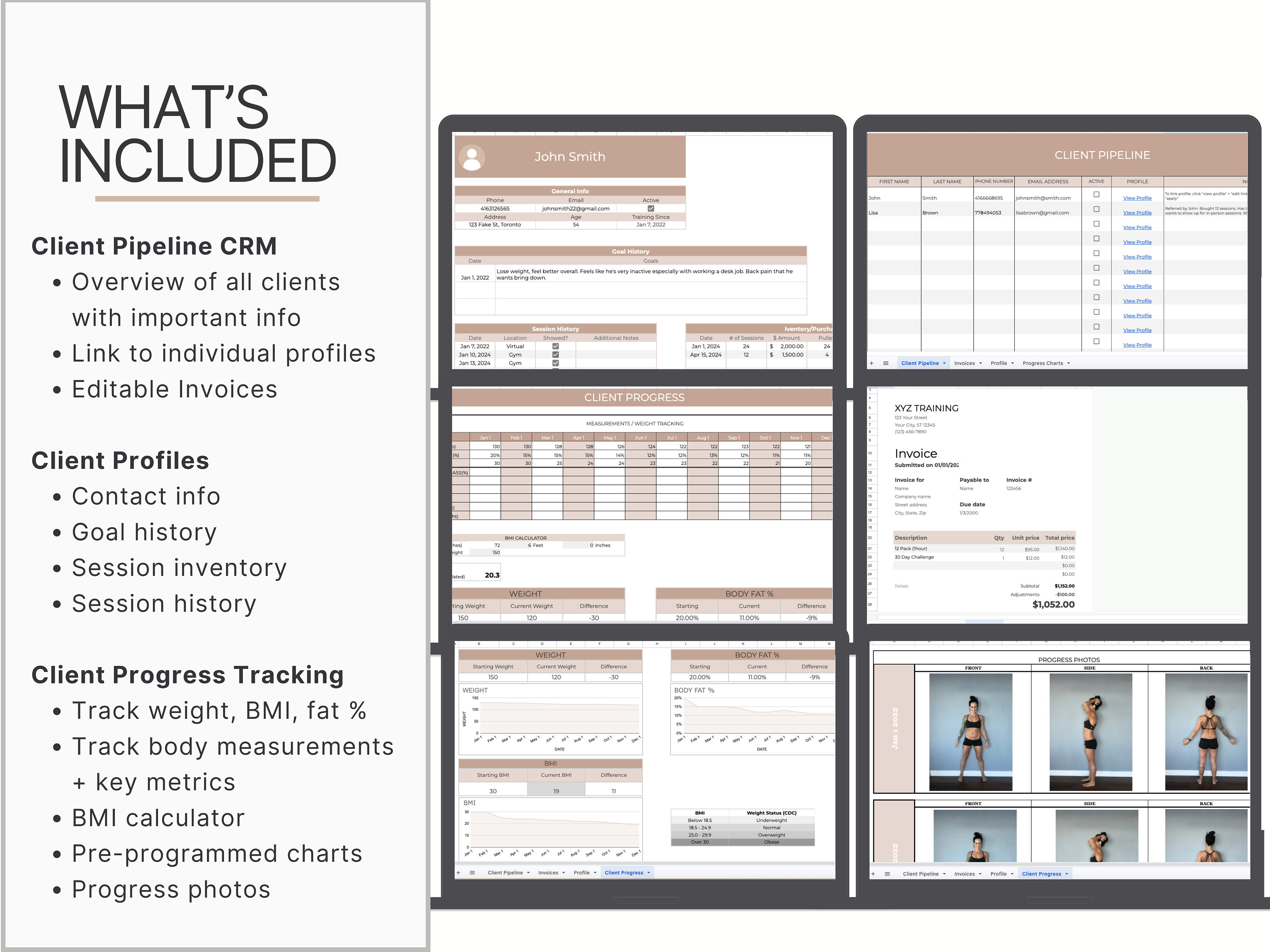 Personal Trainer Client Management Template: CRM & Progress Tracker ...