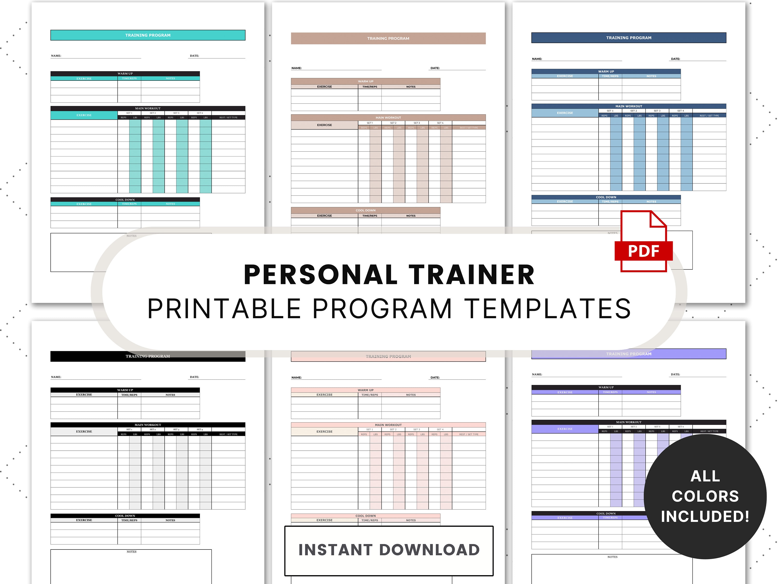 Printable Personal Training Program Sheet Templates - for Personal ...