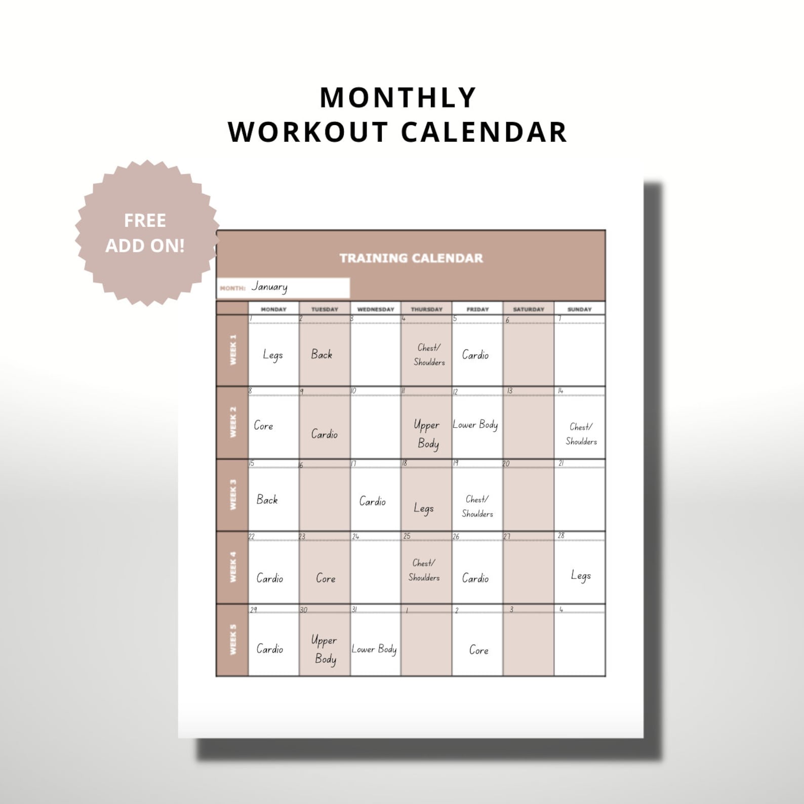 Printable Workout Tracker Template / Workout Planner PDF, Exercise ...