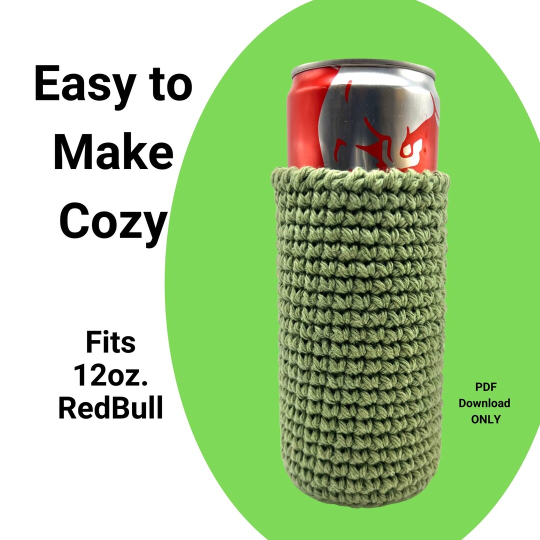 Crochet Pattern/can Cozy/koozie/slim 12 Oz. Can/fits Red Bull/white ...