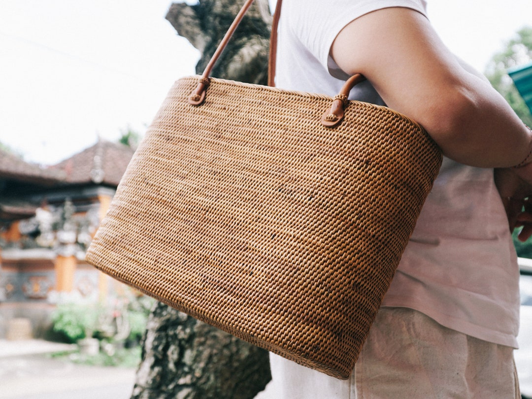 Rattan Shoulder , Bali Bag, Straw Bag, Handwoven Top Handle Bag, Boho ...