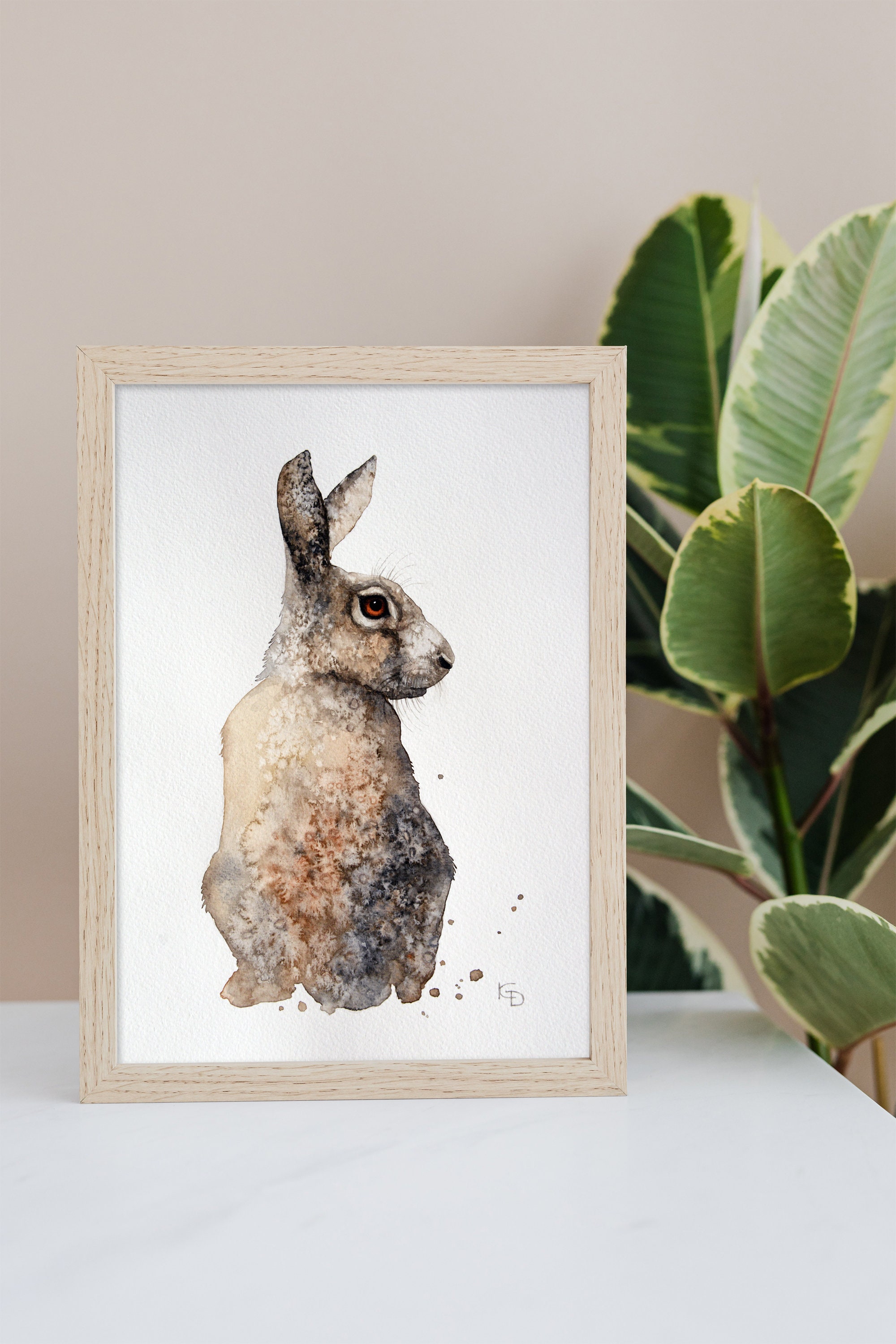 Rabbit Painting Original Watercolor Painting Hare Painting - Etsy