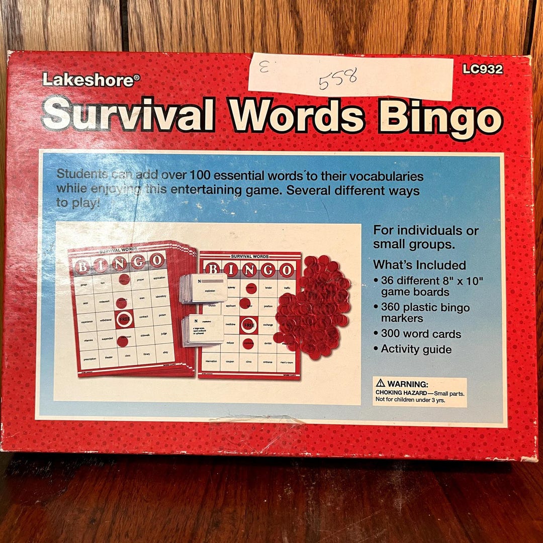 Vintage Survival Words Bingo Lakeshore LC932 RARE36 Boards, 300 Word ...